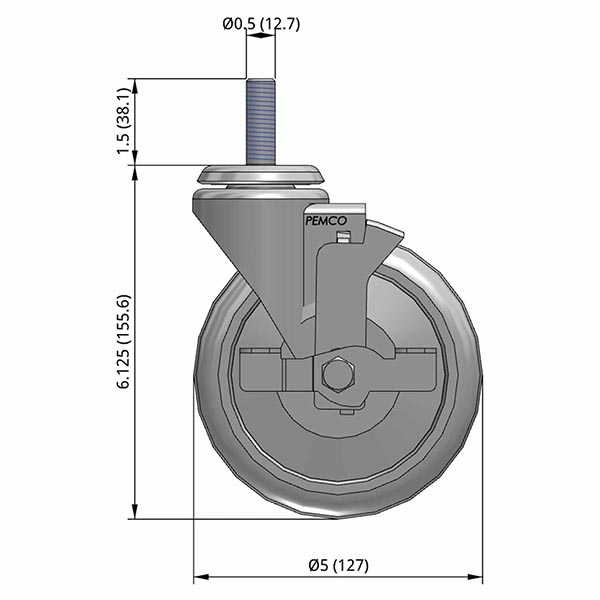 Cisco-Eagle Catalog - Swivel Stem Caster with Side Lock - 5" x 1.25 ...