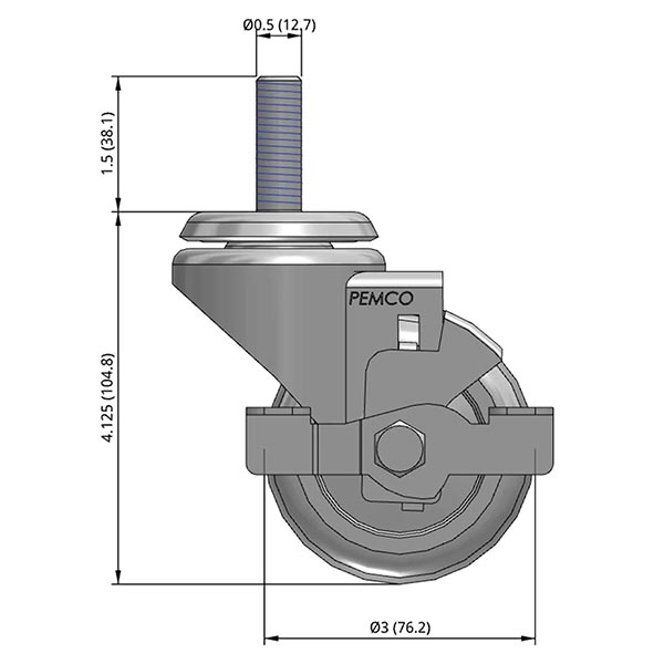Cisco-Eagle Catalog - Swivel Stem Caster with Side Lock - 3" x 1.25 ...