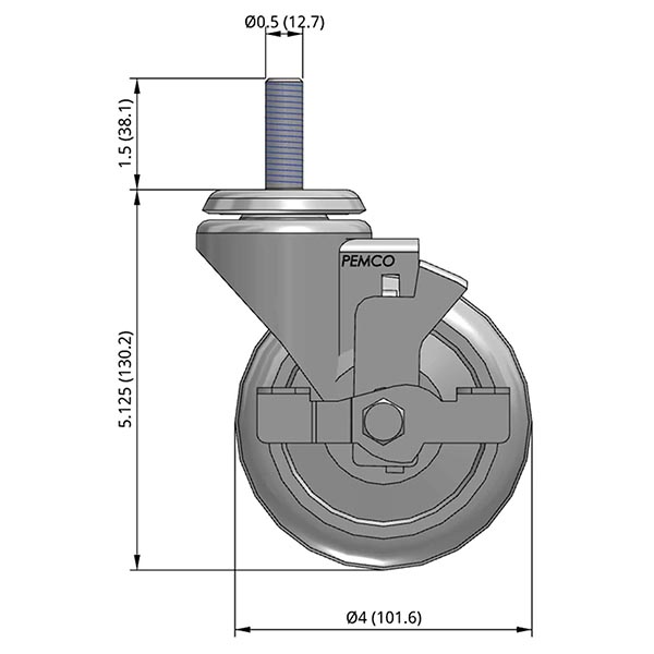 Cisco-Eagle Catalog - Swivel Stem Caster with Side Lock - 4" x 1.25 ...