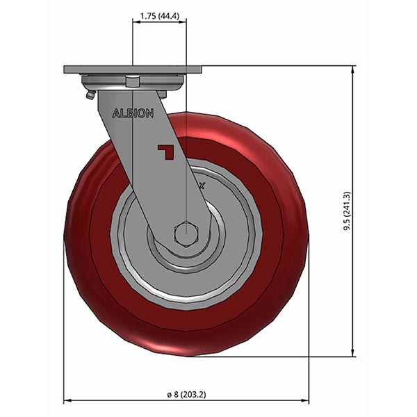 Cisco-Eagle Catalog - Swivel Caster - 8" x 2" Maroon Polyurethane on ...